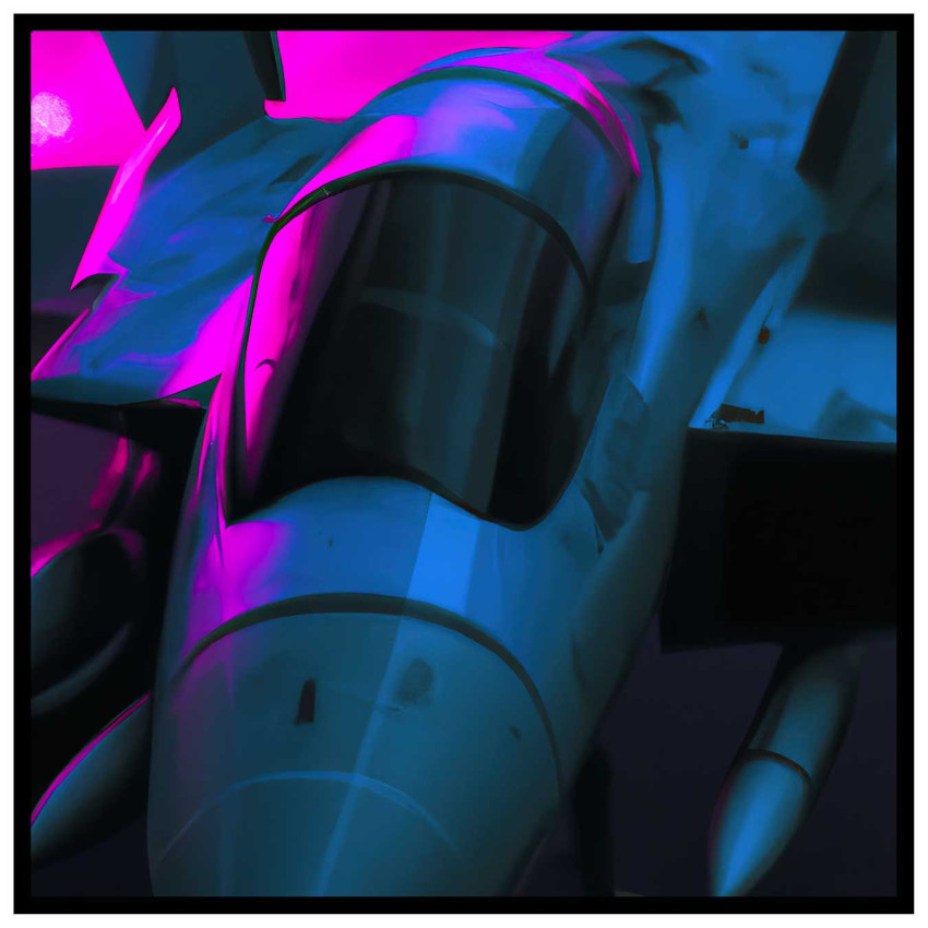 Cyberpunk Fighter Jet - Fyrkantig poster i neonfärg