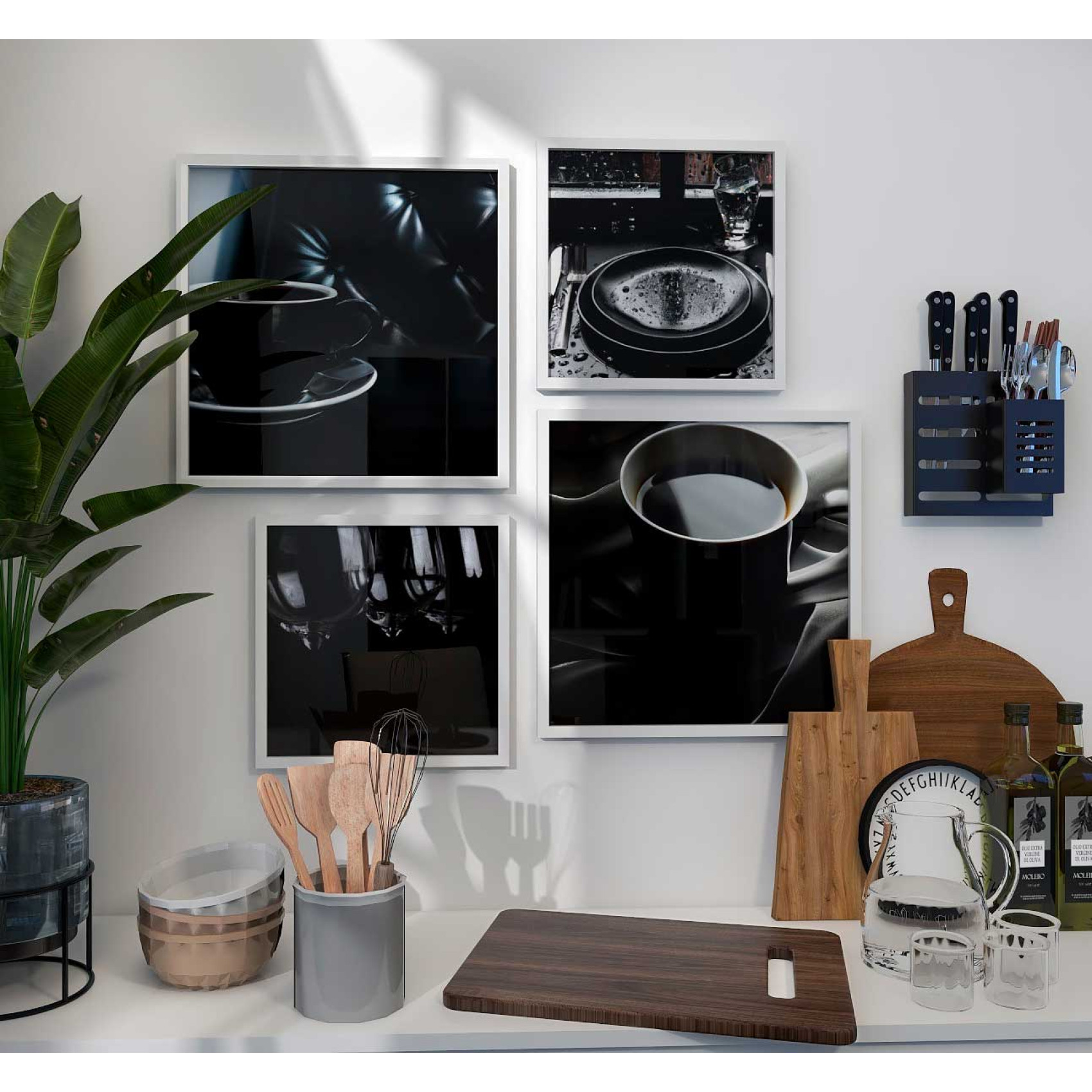 Hemtrevliga tavlor och posters : Abstrakt Vinglas - Elegant kvadratisk ...