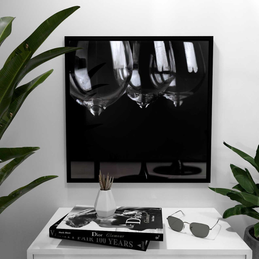 Hemtrevliga tavlor och posters : Abstrakt Vinglas - Elegant kvadratisk ...