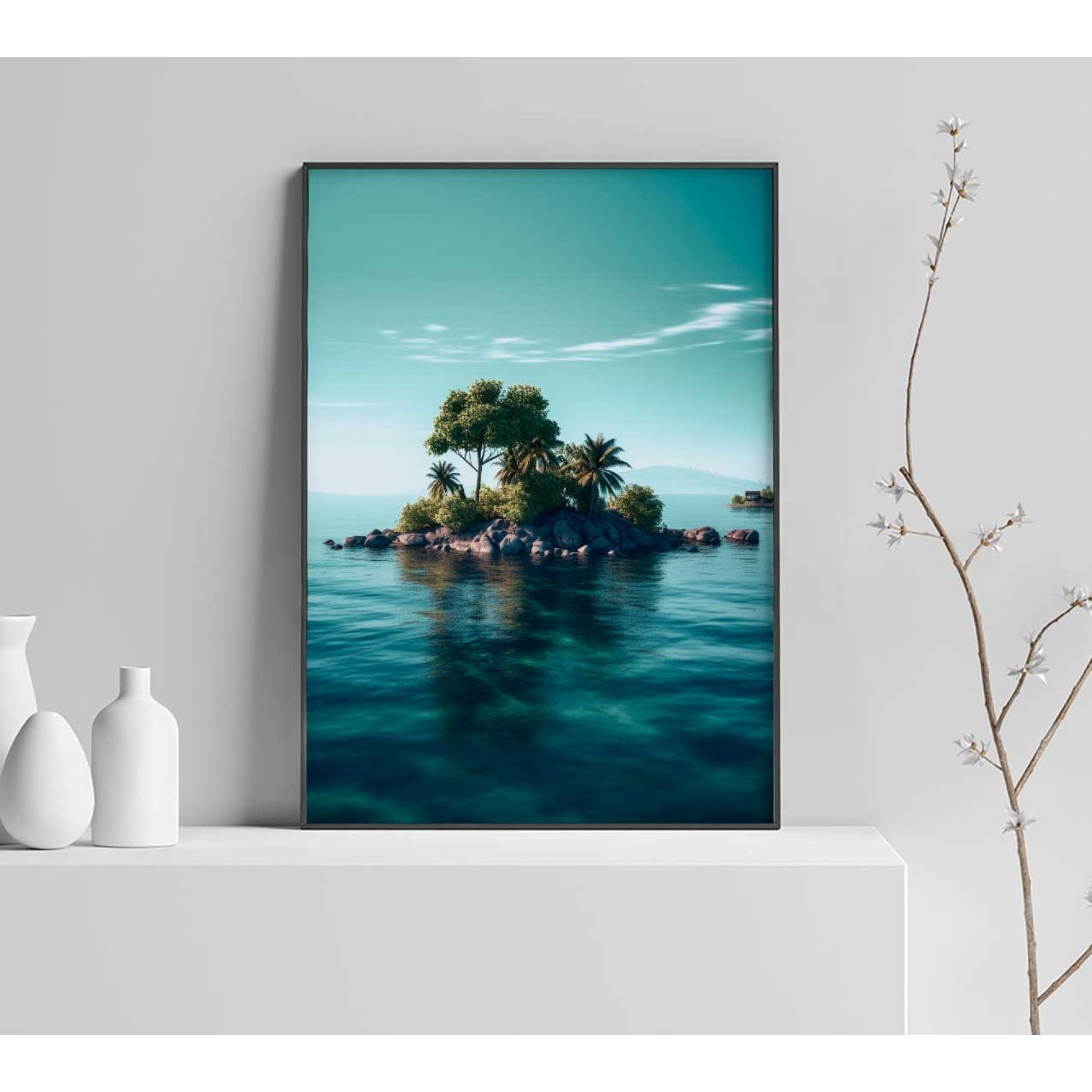Liten öde ö - Poster i ljusblått