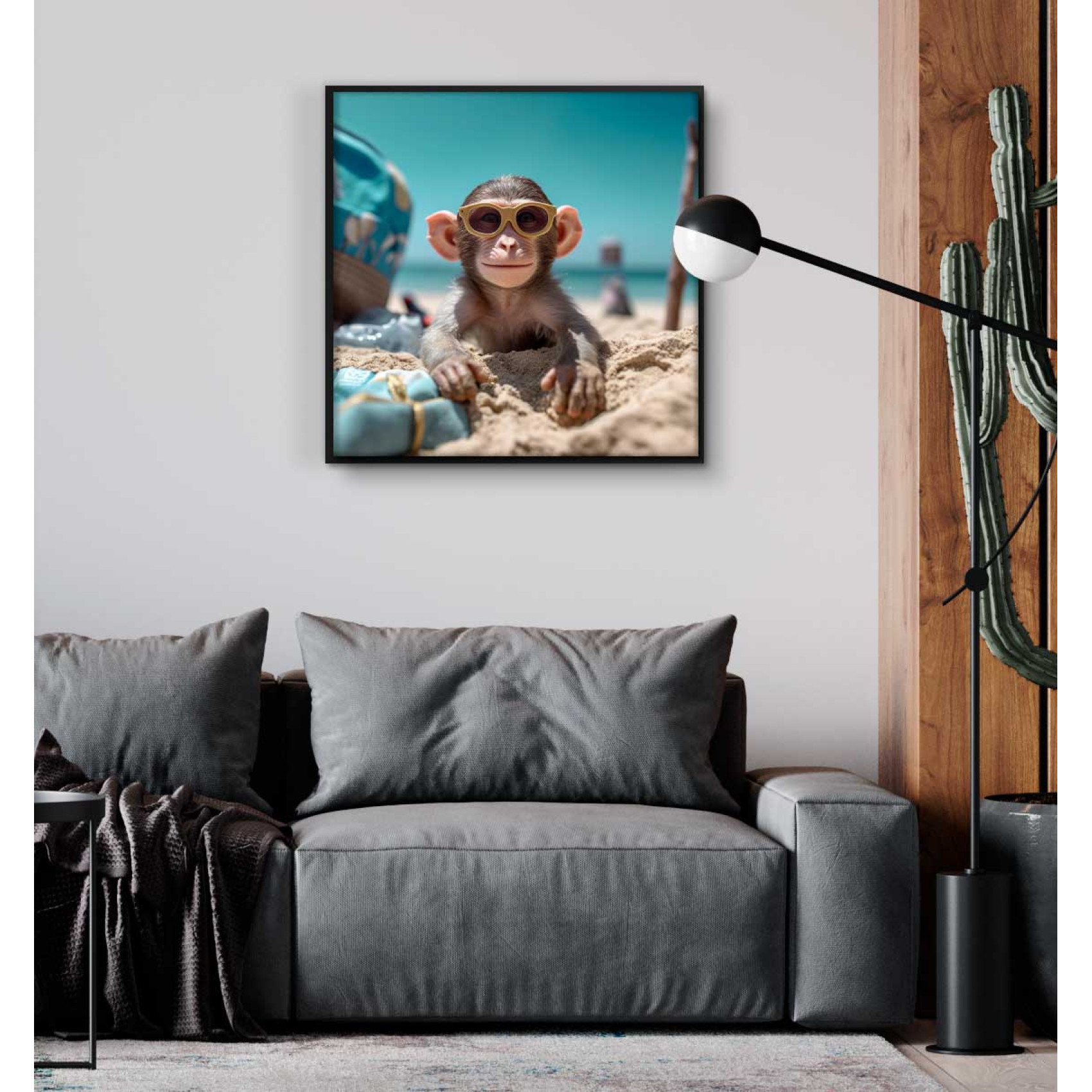 Beach monkey - Rolig och somrig kvadratisk posterv