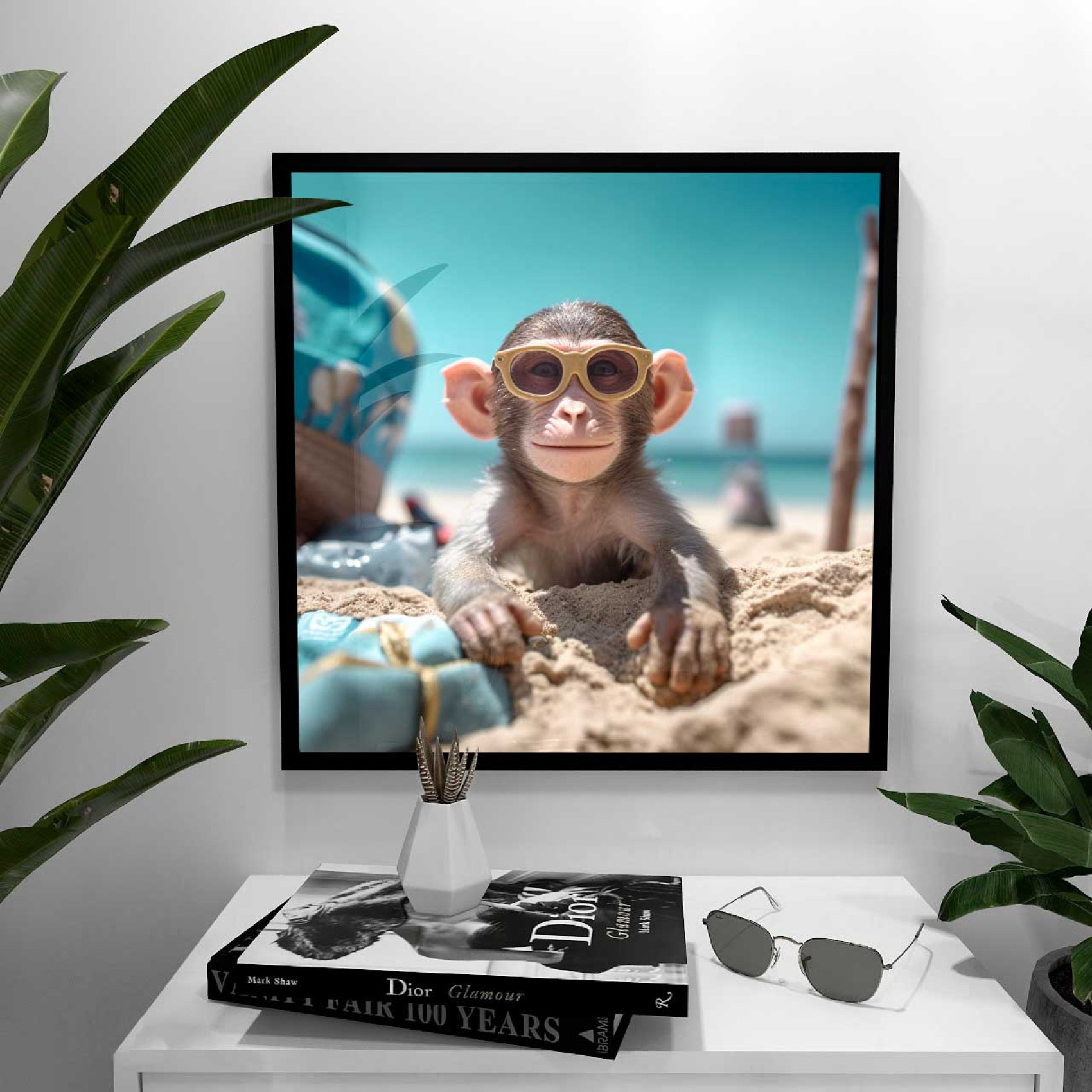 Beach monkey - Rolig och somrig kvadratisk posterv