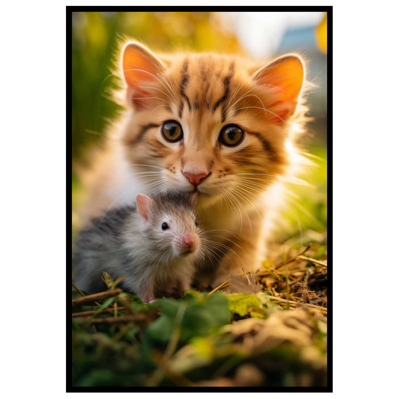 Kattunge och mus - Glädjefylld & söt poster