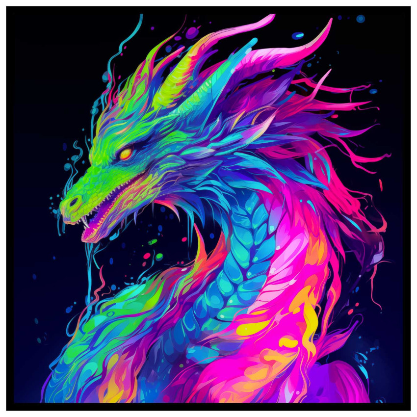 Dragon of Colors - Kvadratisk & färgstark poster