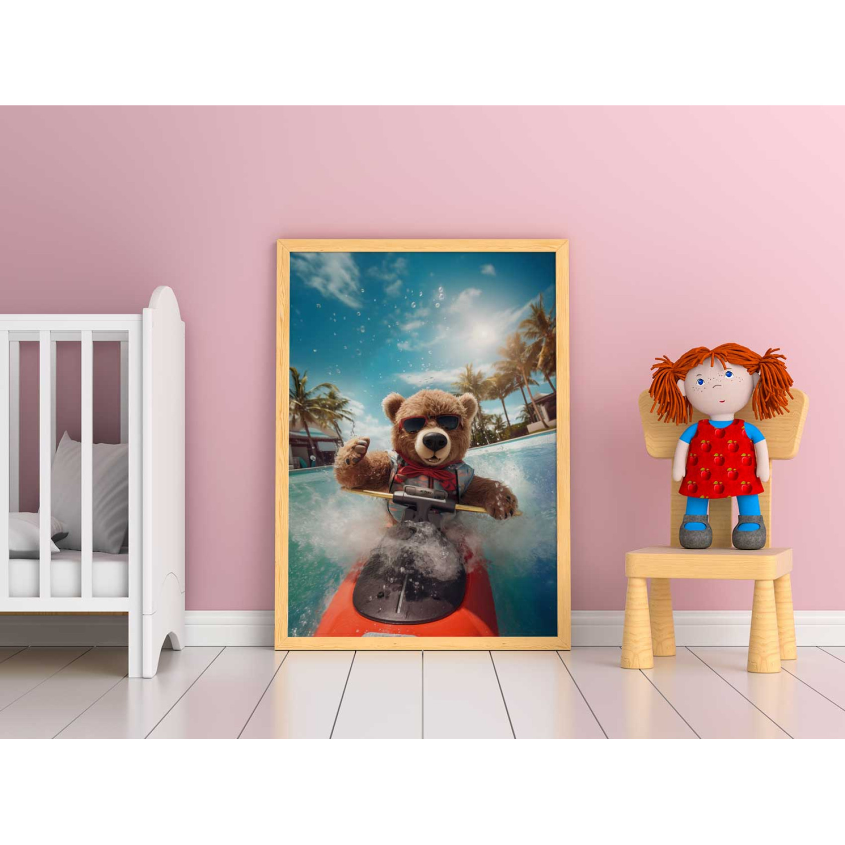 Cool Teddy on Jet Ski - Exotisk och färgstark poster
