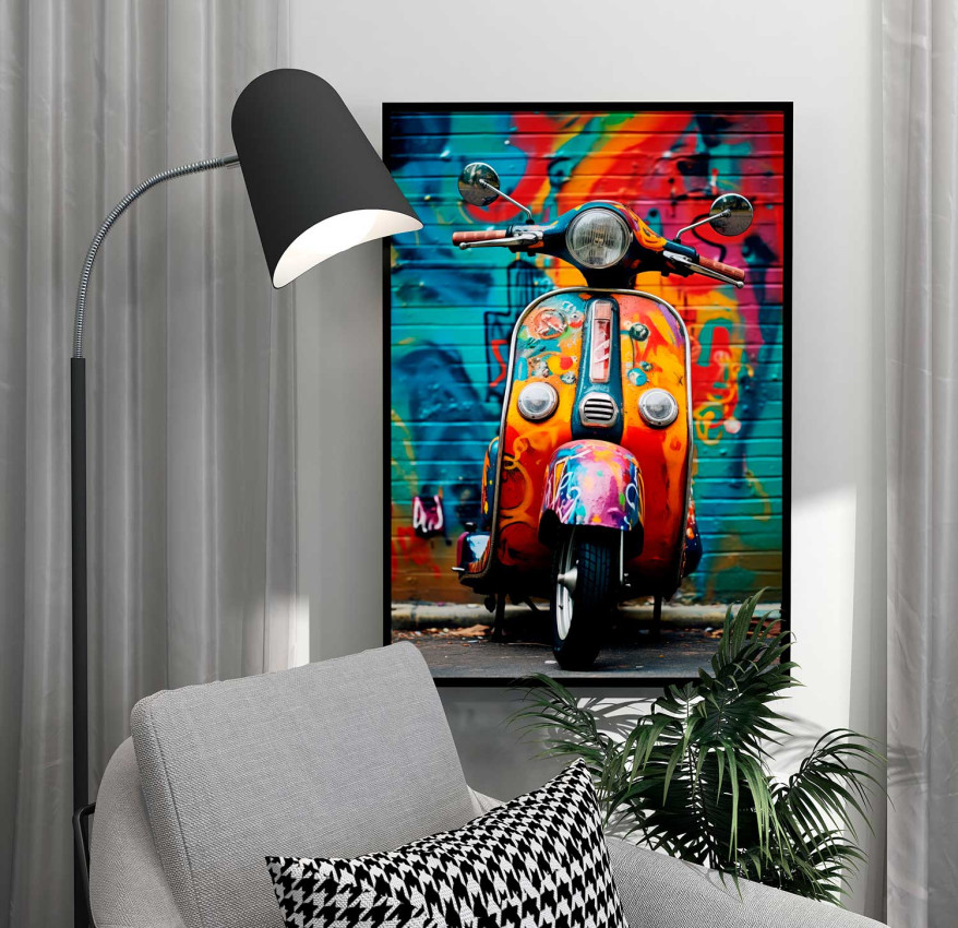 Street art Vespa - Färgstark poster