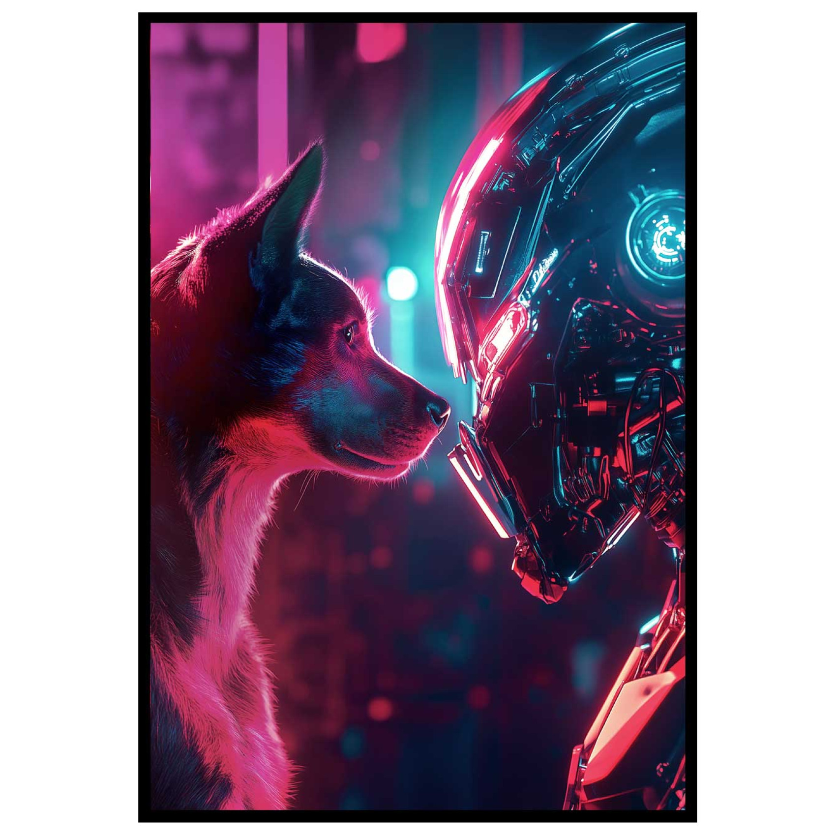 Dog vs Robot - Cyber punk poster