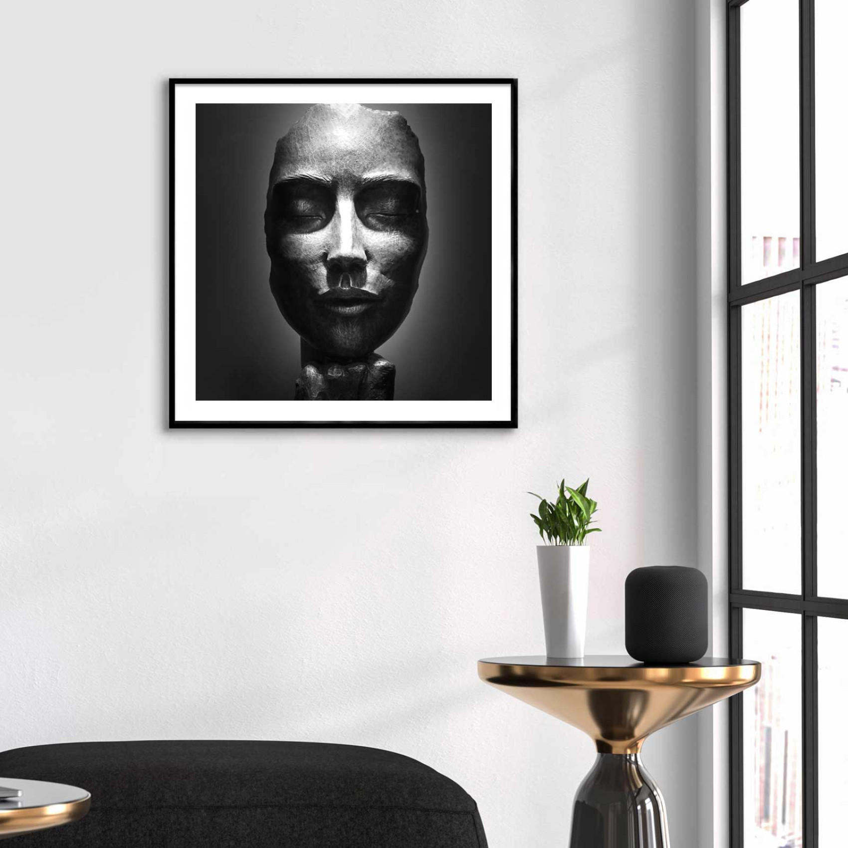 Human face statue poster