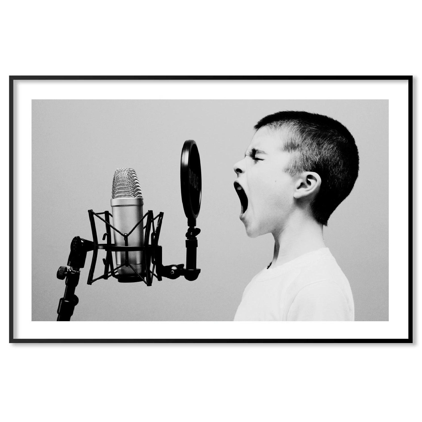 Svartvita posters : Screamo kid - Svartvit musik plansch