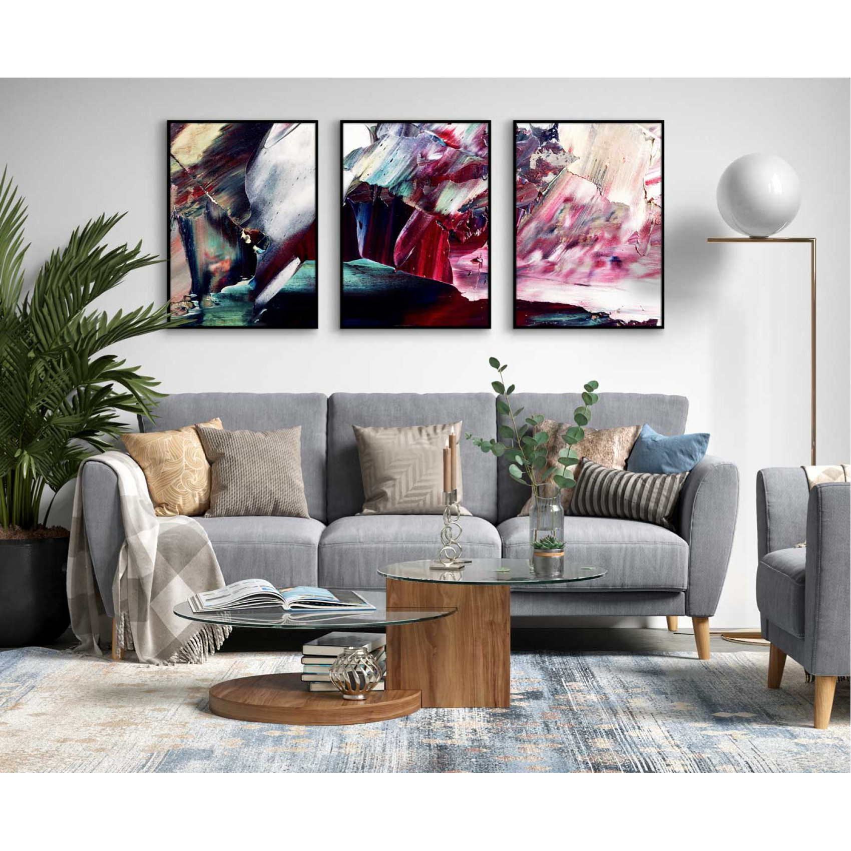 Färgglada posters | Trendig modern konst - 3-delad tavla | Fri frakt!