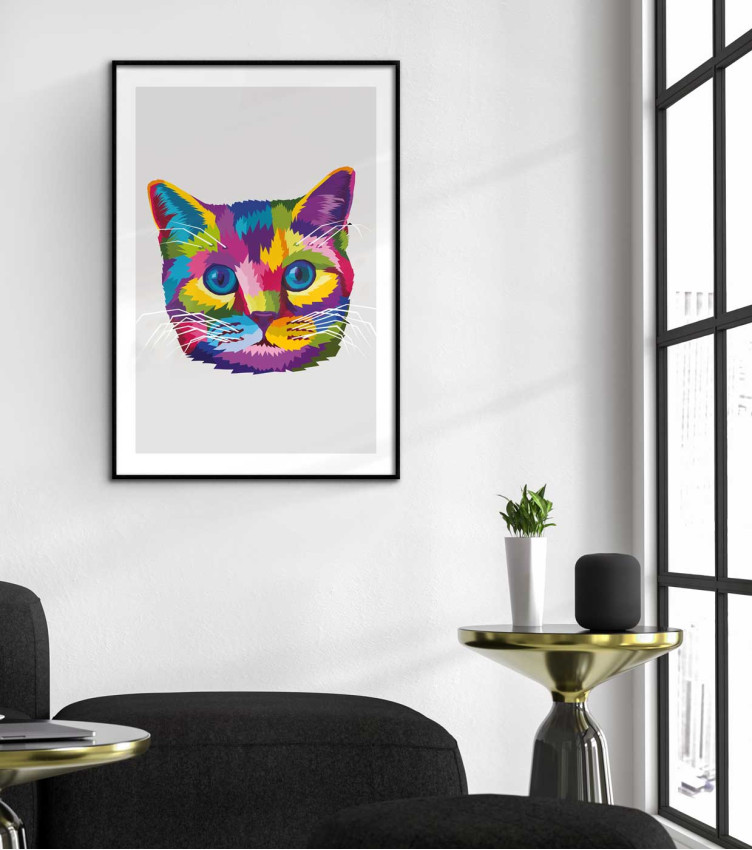 Katt illustration - Trendig & färgglad poster