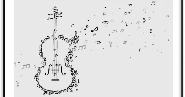 Fiol & noter - Enkel svartvit musik poster - SwedeArts