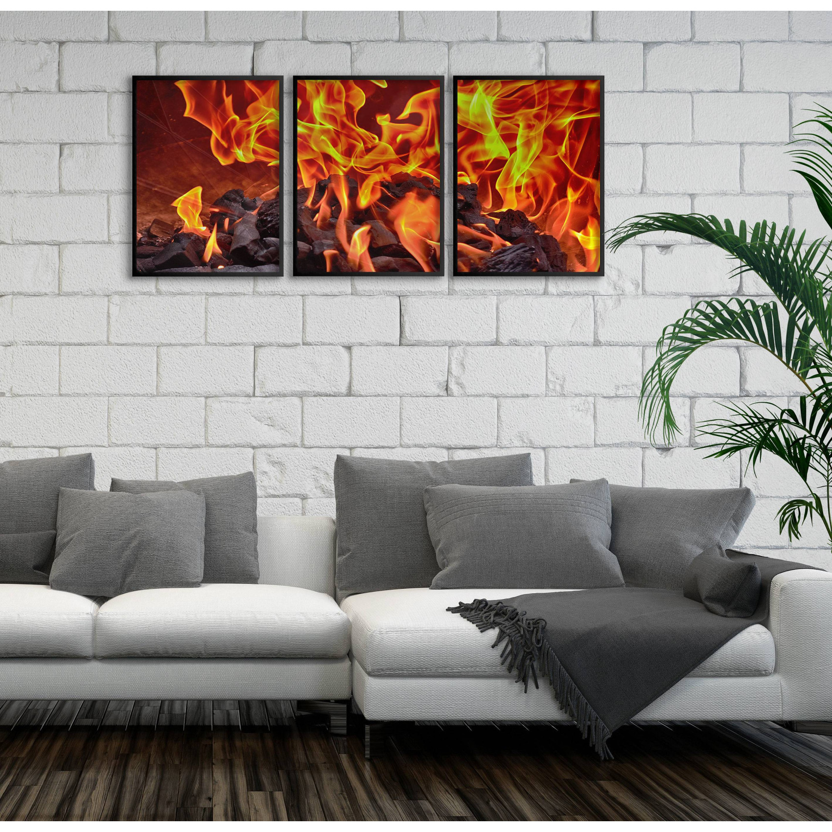 Eld & flammor - Bred poster i tre delar - SwedeArts