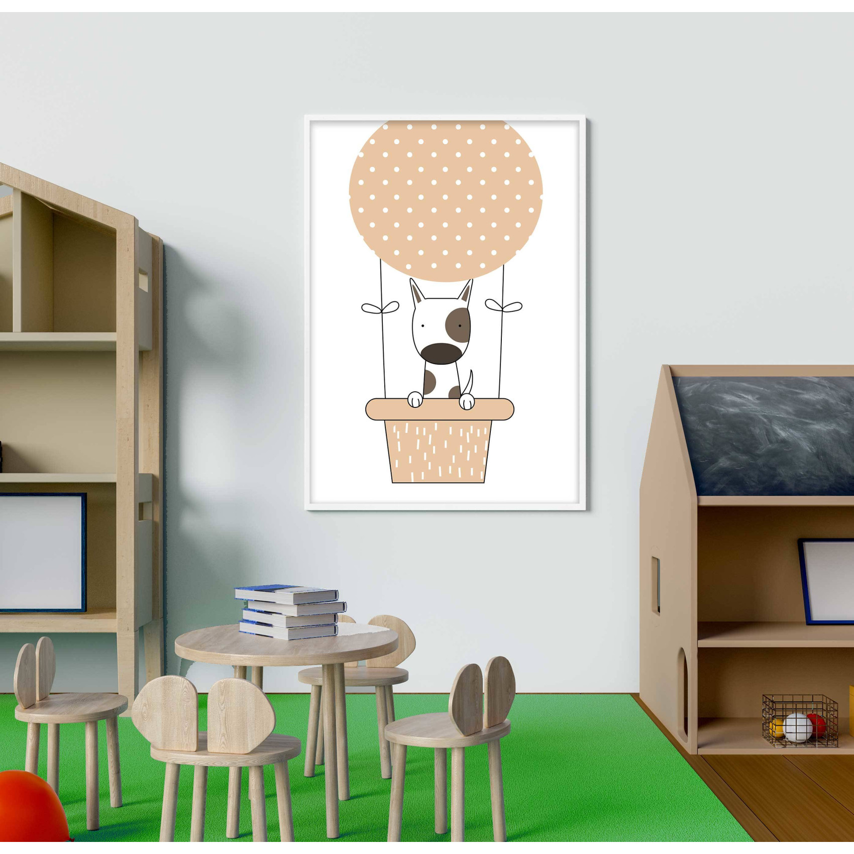 Dog in air balloon - Cute kids poster - SwedeArts