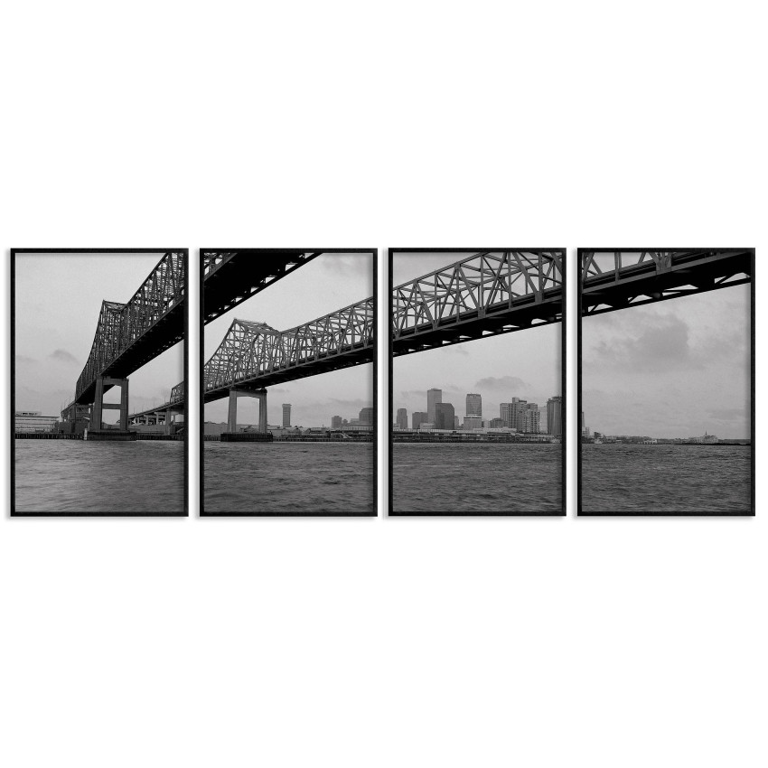 Svartvit bro i USA - Uppdelad tavla i fyra delar - SwedeArts
