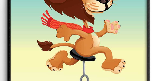 Söt barntavla med tecknat lejon - Swedearts