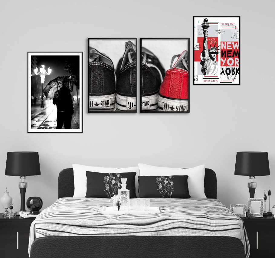 Low Converse shoes - Black & white posters with color