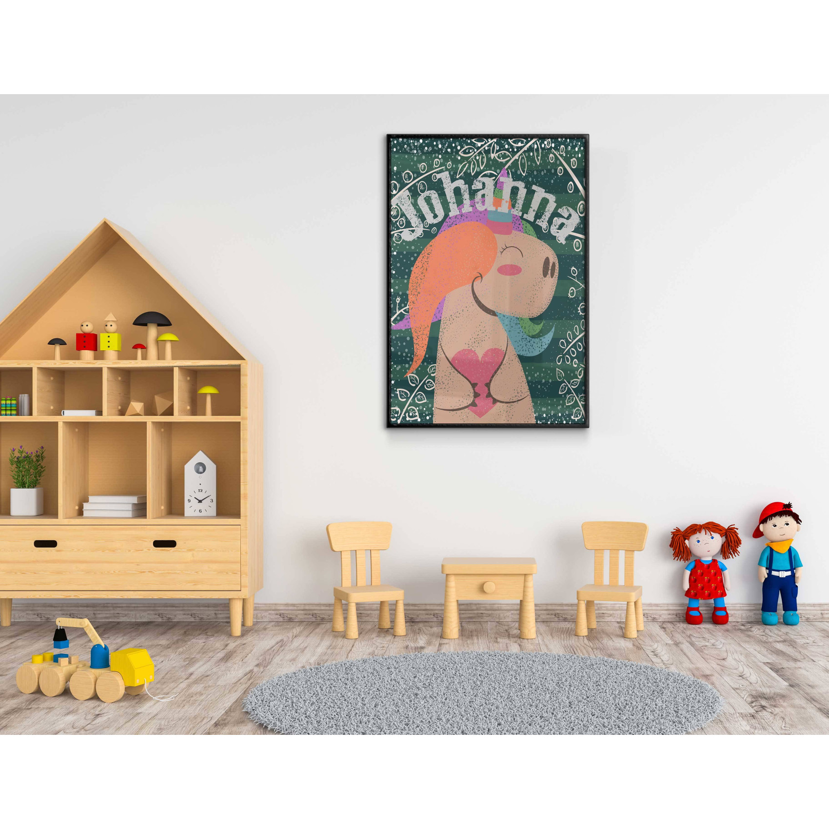 Söt tecknad figur - Personlig barntavla med namn