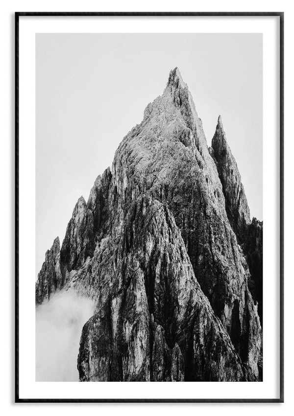 Spetsig bergstopp - Enkel svartvit poster - SwedeArts