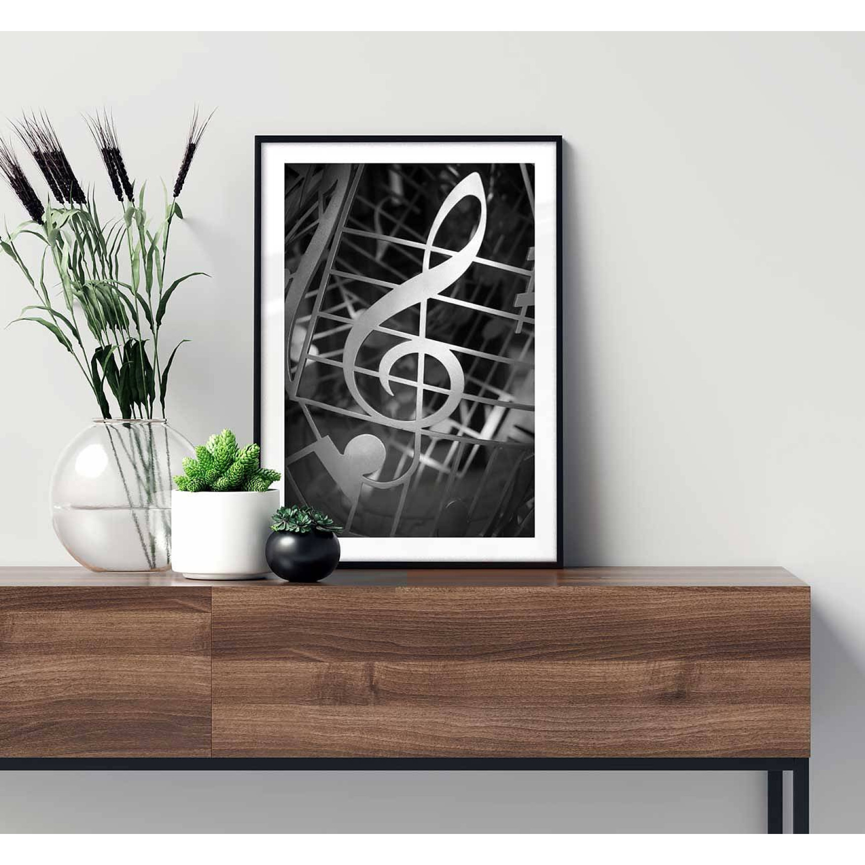 Svartvit musik poster - Abstrakt G-klav - SwedeArts