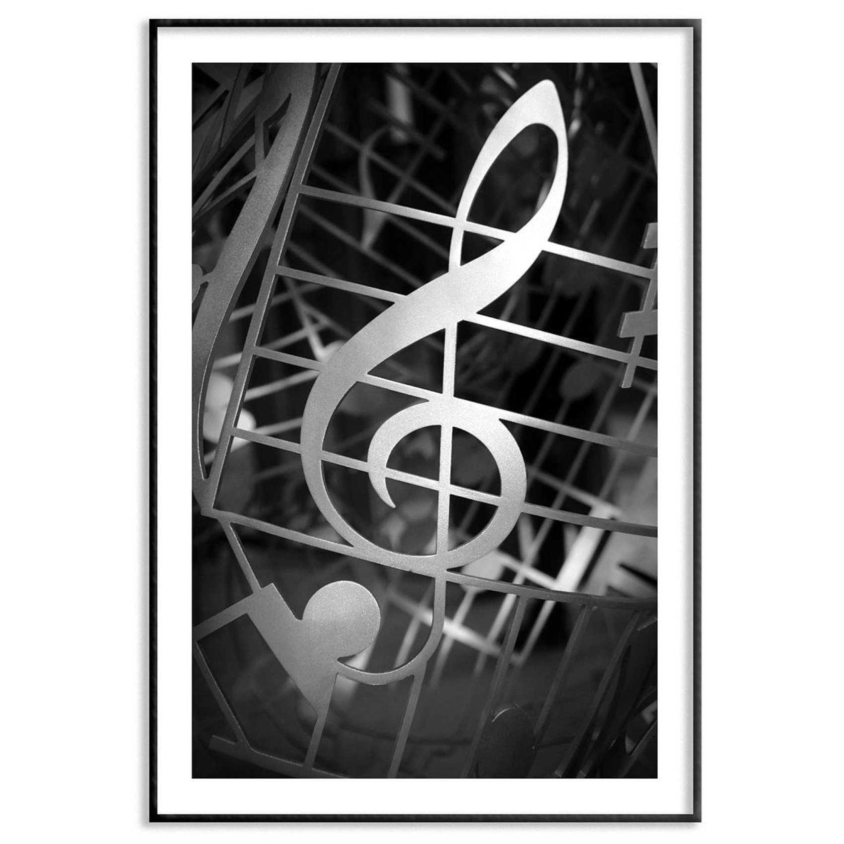 Svartvit musik poster - Abstrakt G-klav - SwedeArts