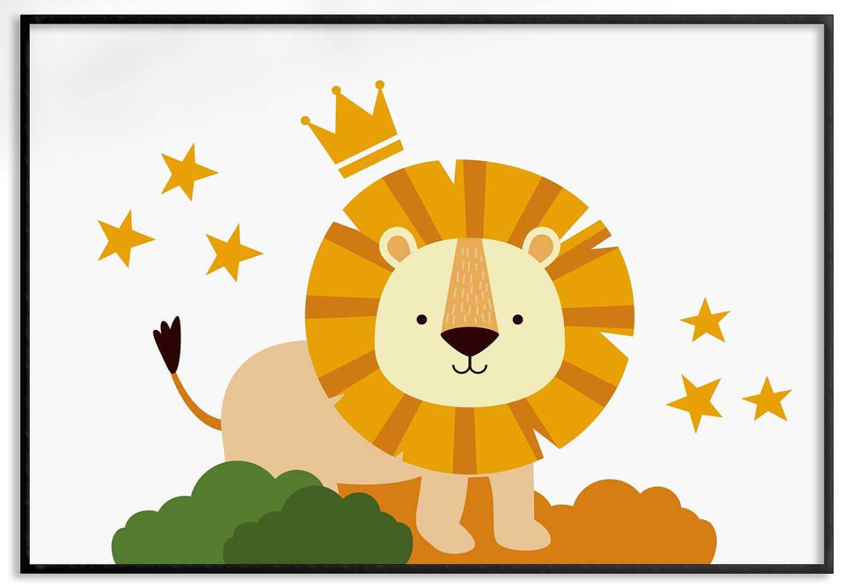 Simple kids kollektion : Lejon med kungakrona - Barntavla - SwedeArts