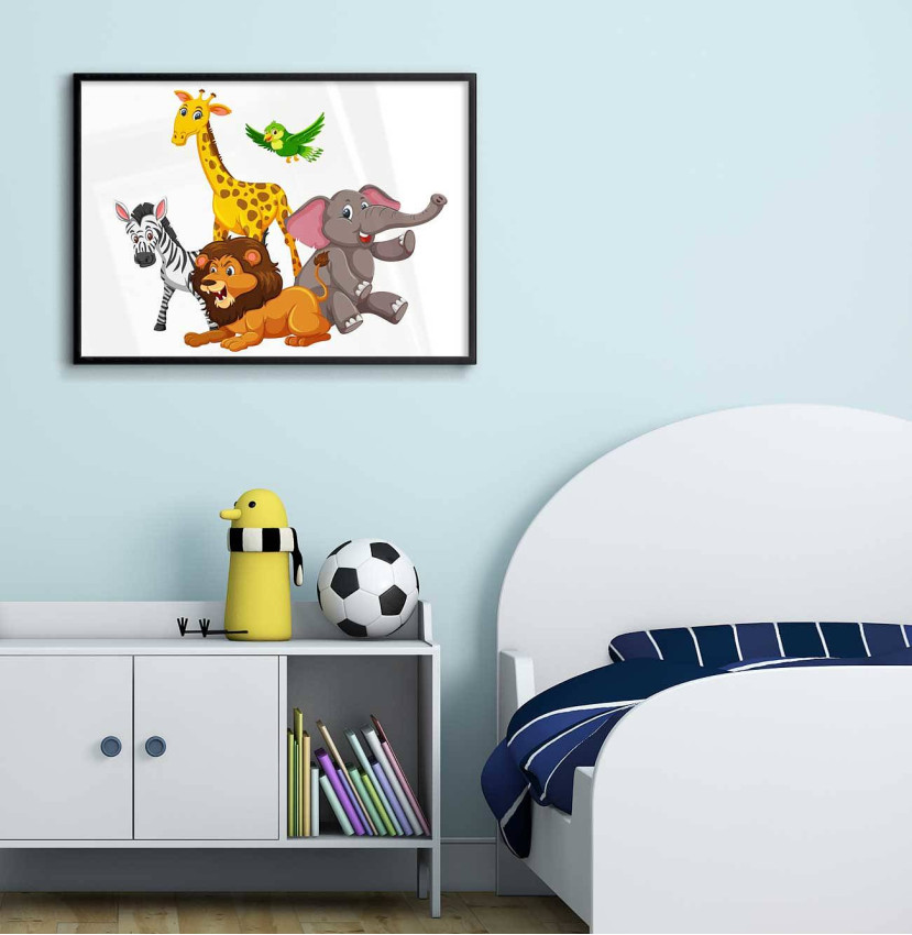 Glada djur - Färgstark barntavla - Posters med fri frakt!