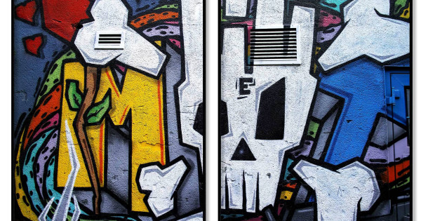 Graffiti abstract skull - Poster in two pieces