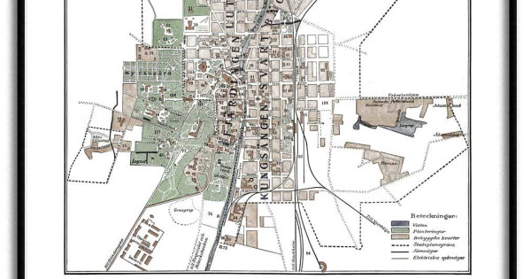 Simple retro Uppsala map poster - SwedeArts