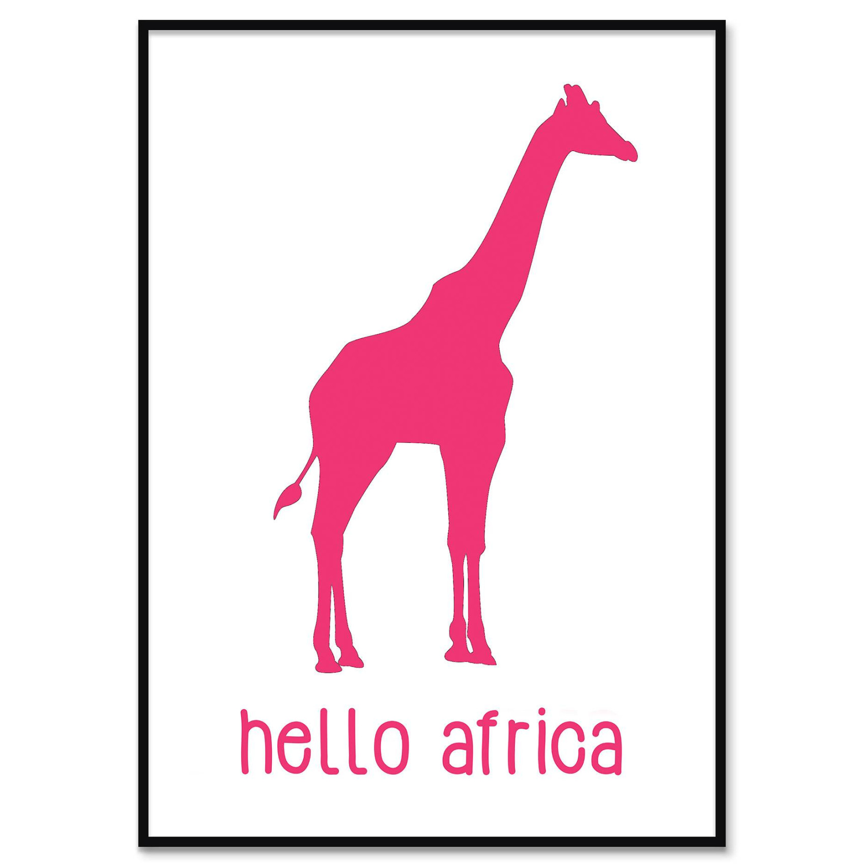 Pink Giraffe Hello Africa - White Poster
