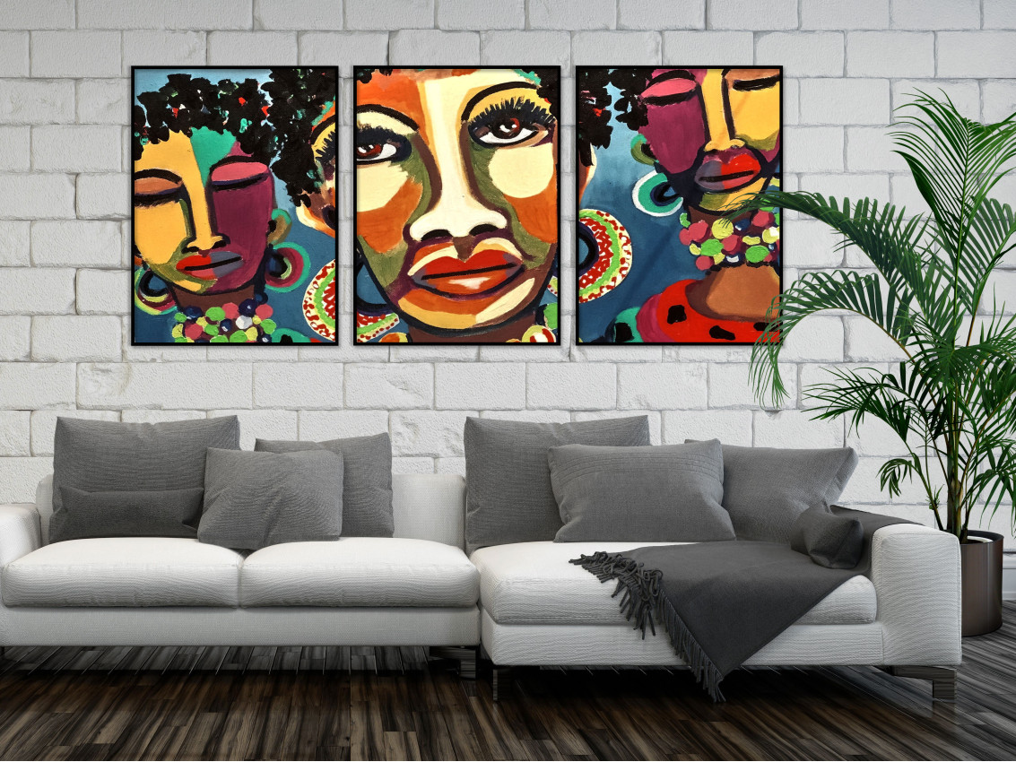 African Art - Big Poster in Three Pieces