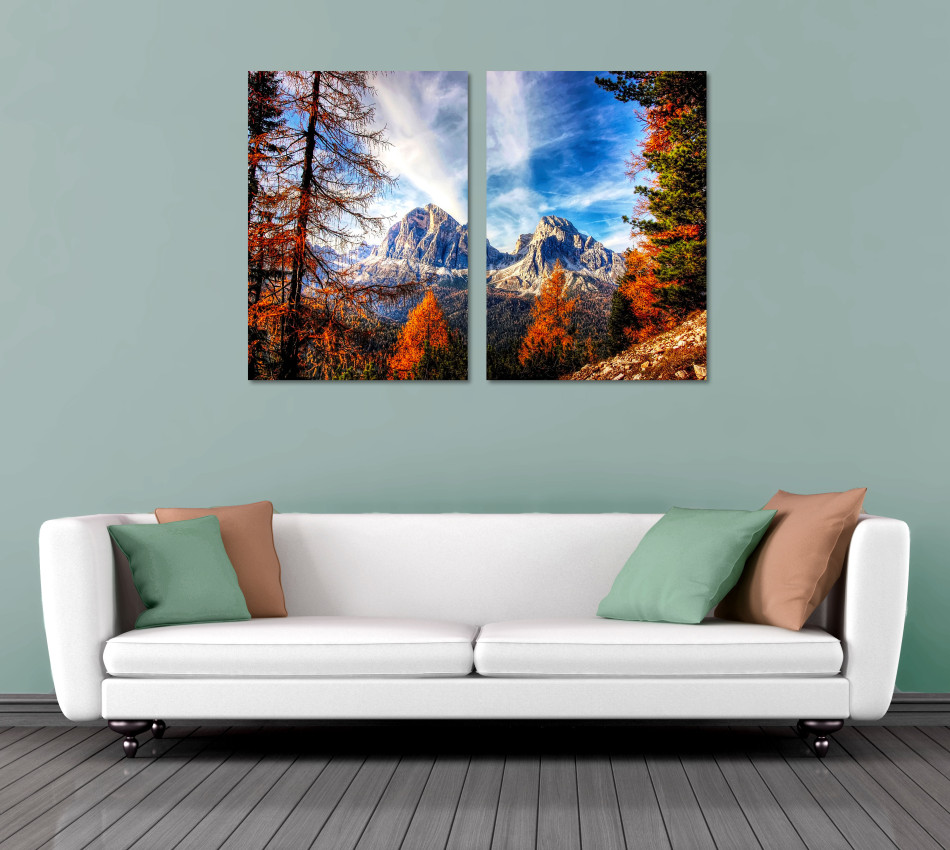 Beautiful Landscape with Mountains and Forest - Two Piece Poster Set