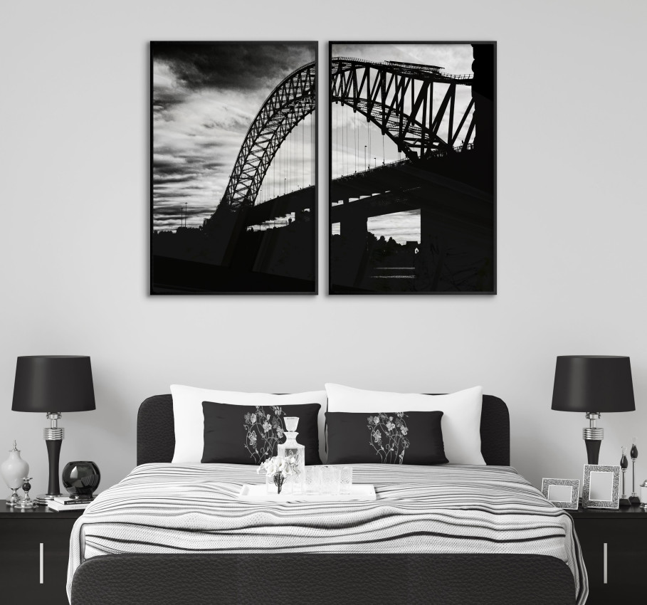 Bro silhuett - Vacker tavla i två delar