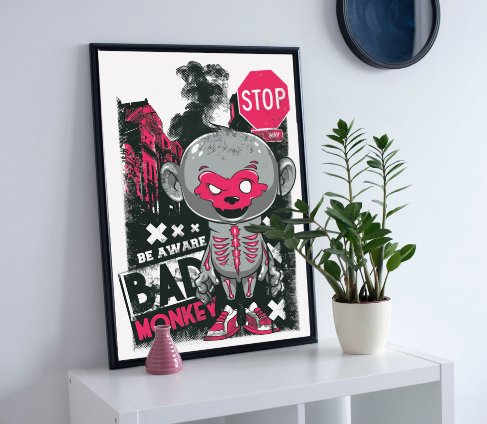 Cool cartoon bad monkey - Ungdom poster