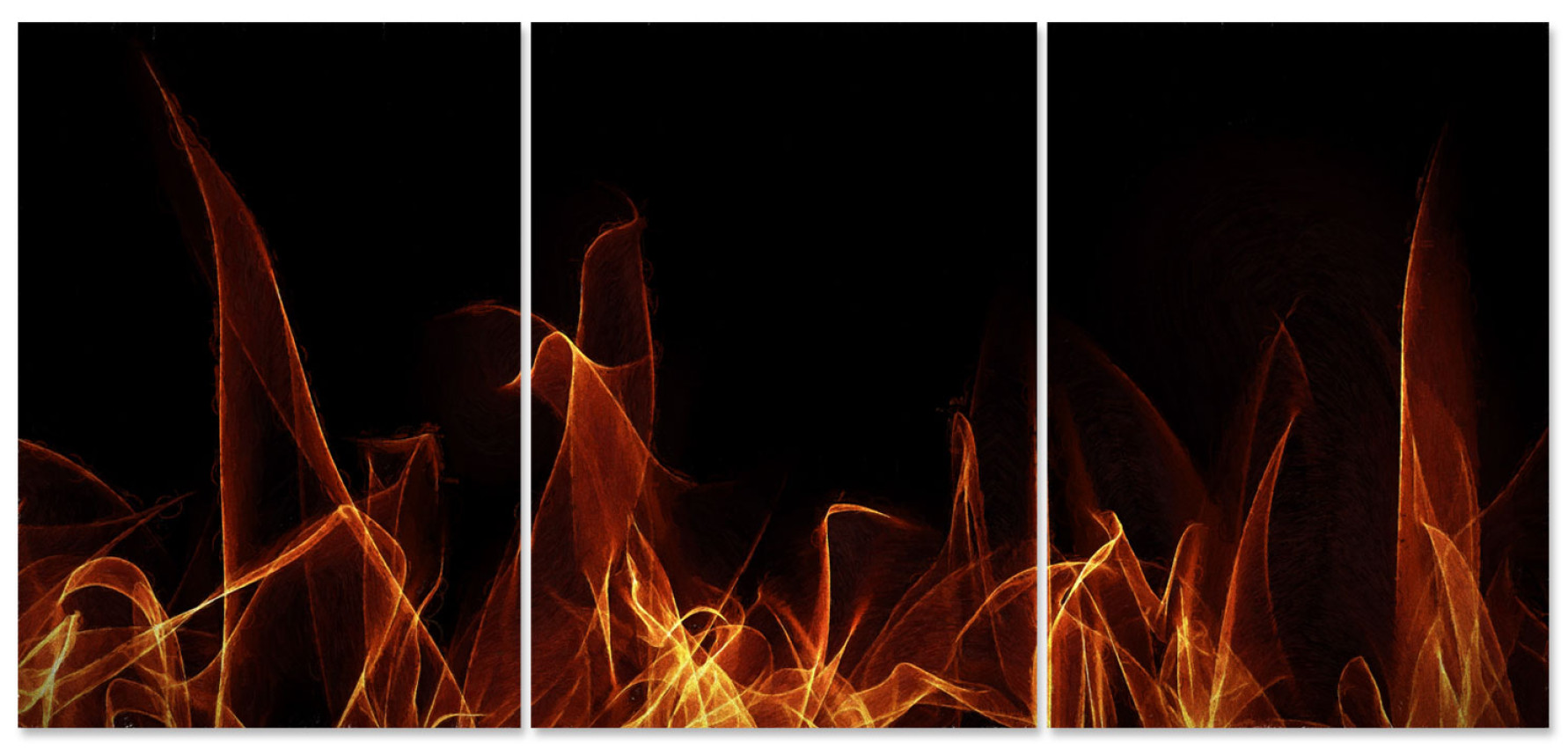 Digital Fire Flames - Poster with Three Pieces