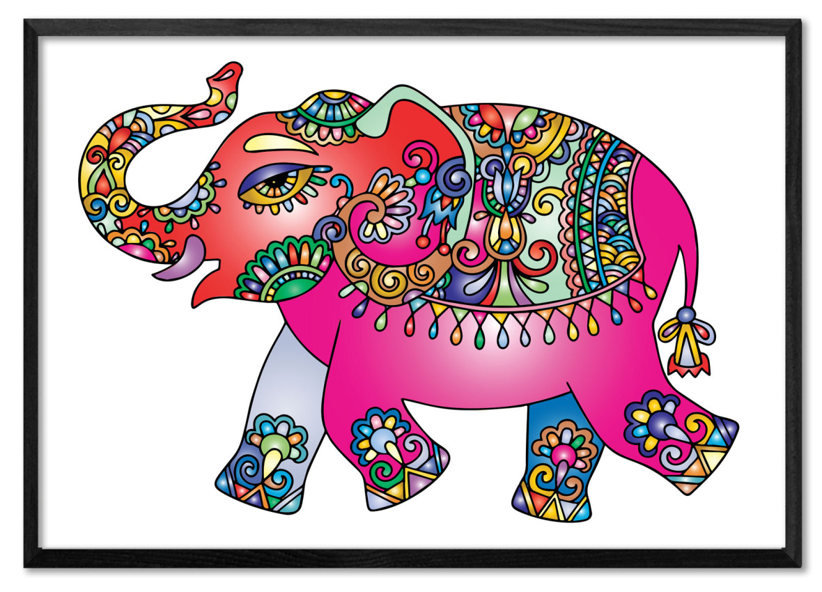 Indisk Elefant Illustration - Poster