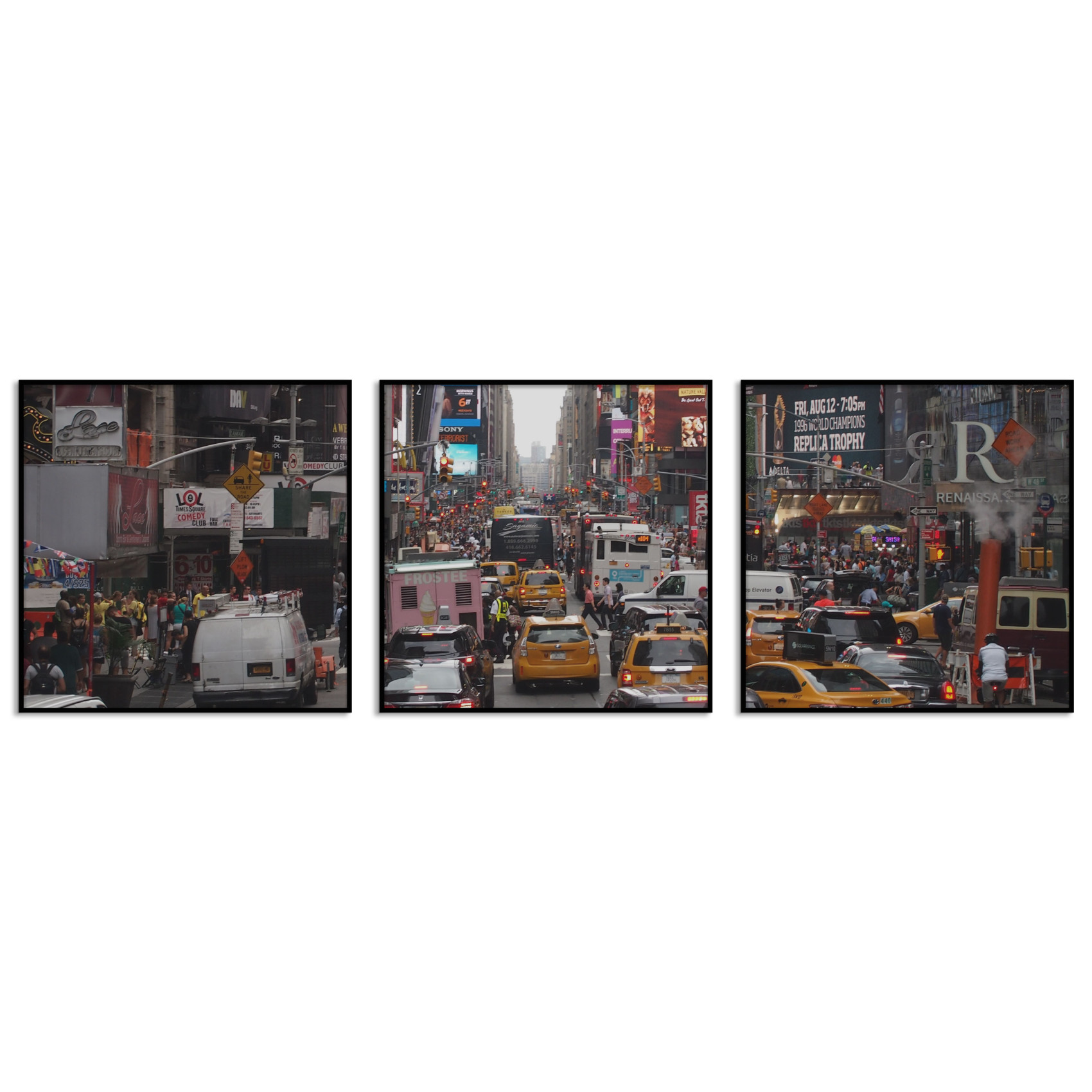 Tavla i tre delar - Time square New York & trafik