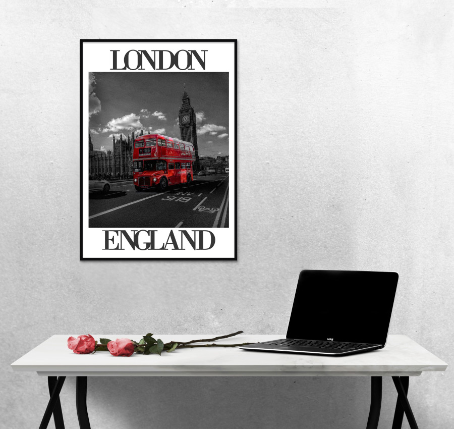 Red Bus and Big Ben in London - Classic Poster