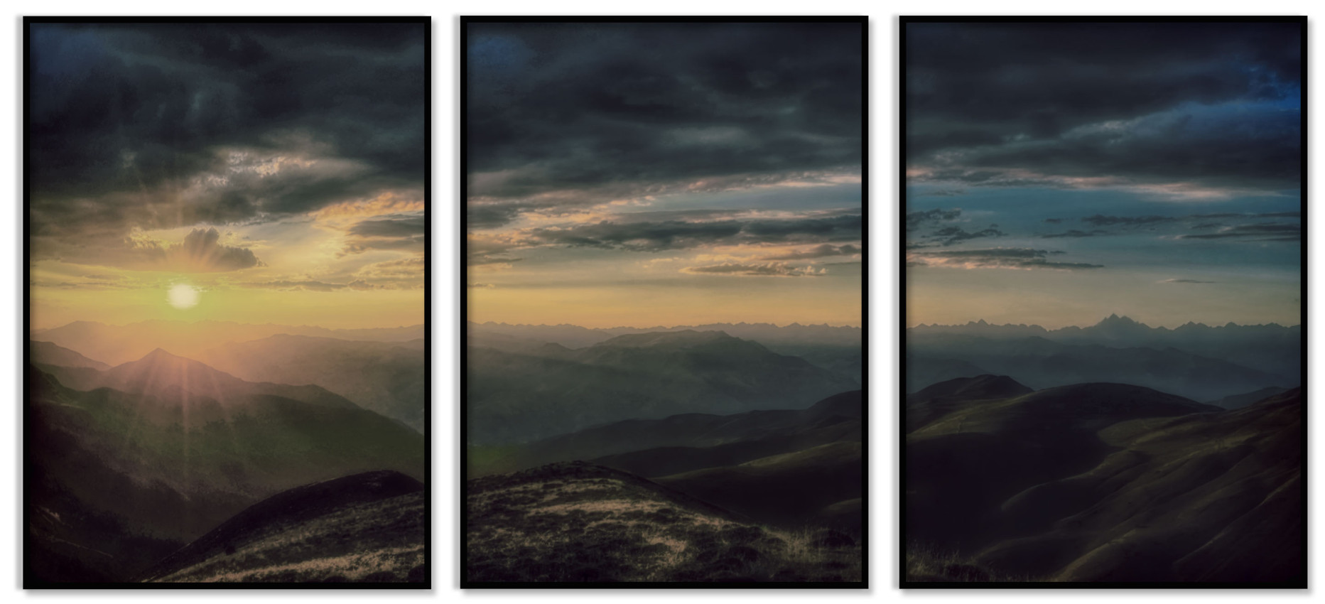 Retro natur panorama - Tavla i tre delar