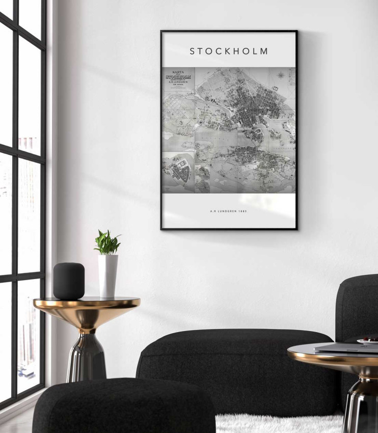 All posters & prints : Vintage Map of Stockholm in Sweden - Poster